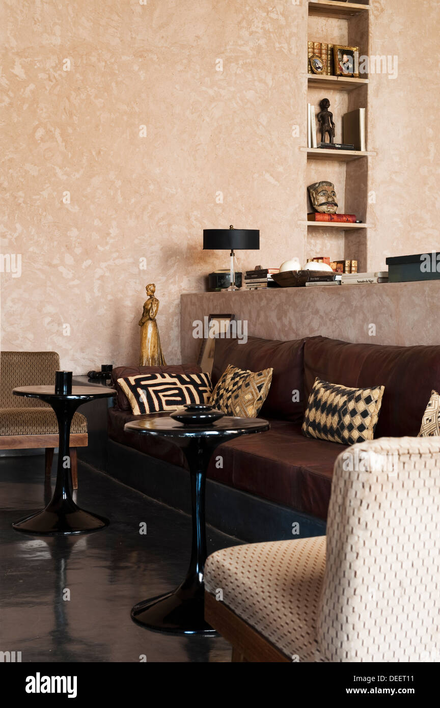 Recessed shelving and divan seating with side tables in Moroccan new ...