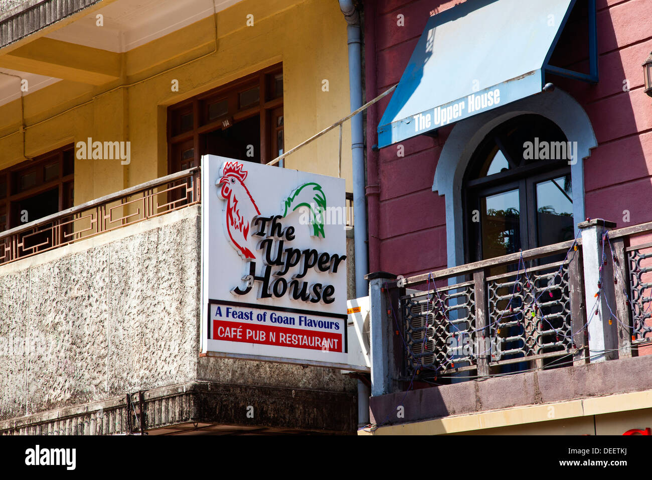 Sign board of a restaurant, The Upper House, Panaji, North Goa, Goa ...