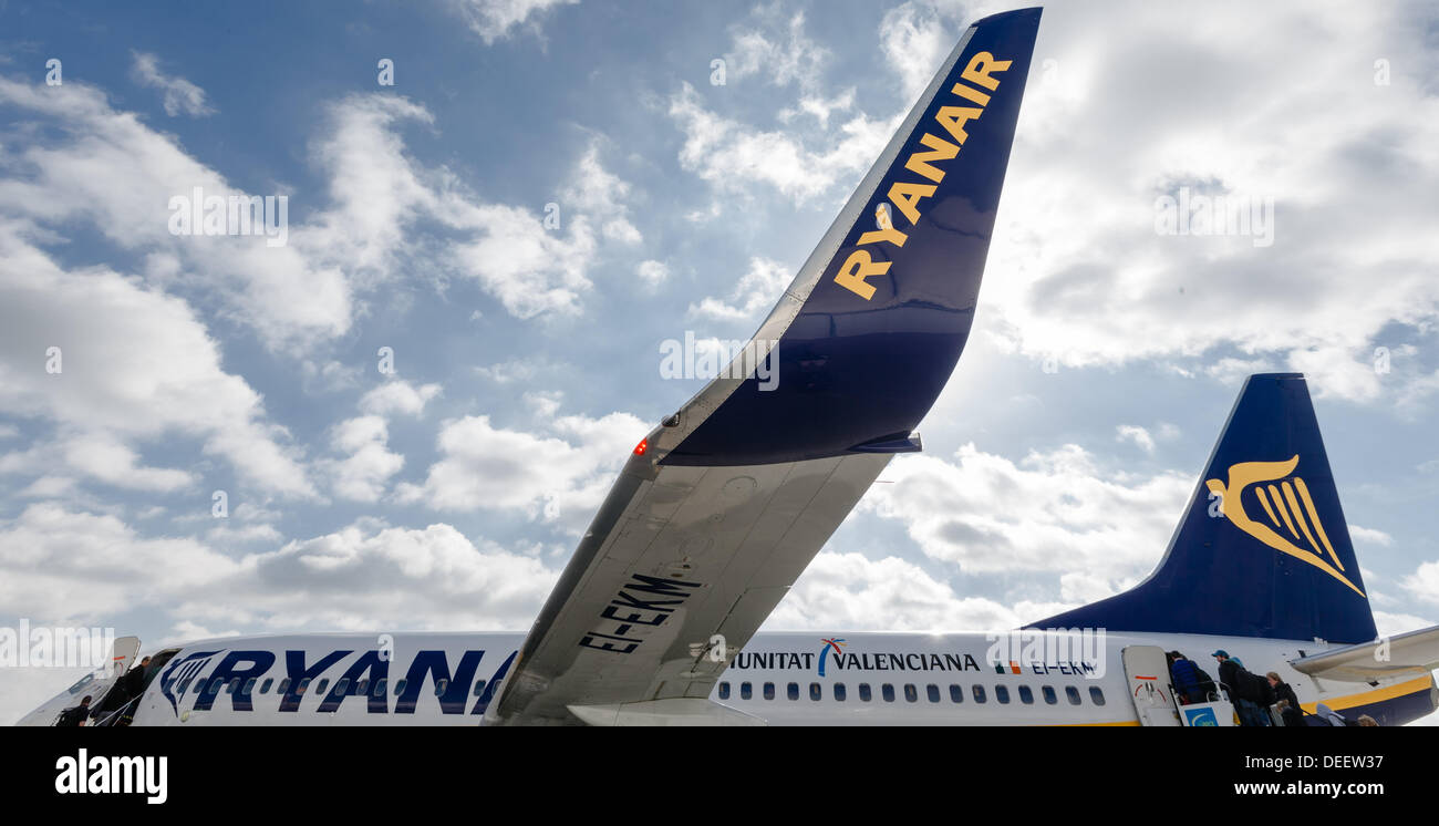 The logo of the airline Ryanair are pictured on a Rxanair Jet in ...