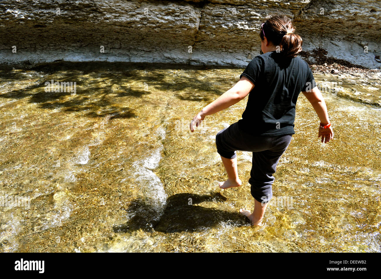 Girl walks in water Stock Photo - Alamy