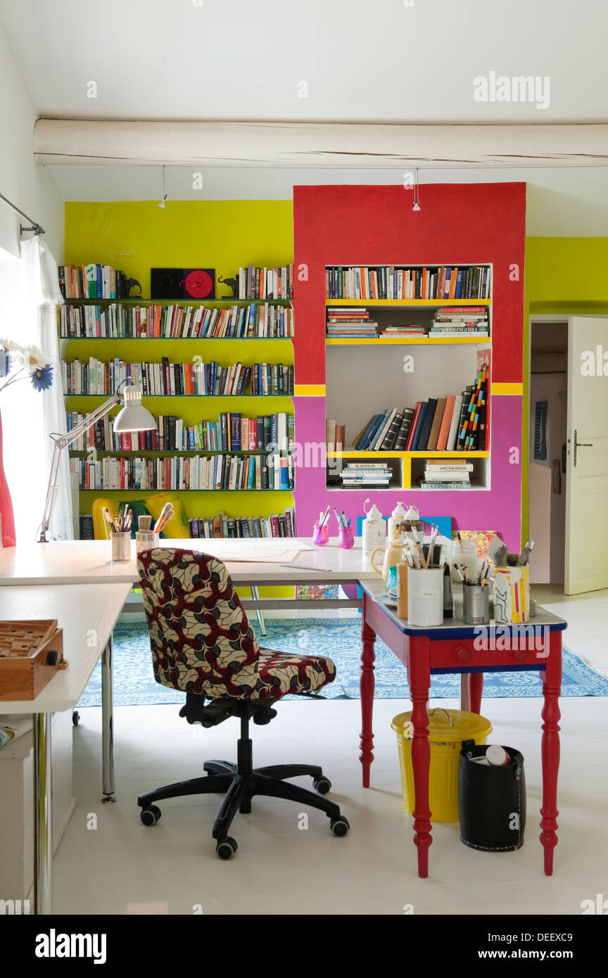 First floor atelier with plan table and office chair upholstered in ...