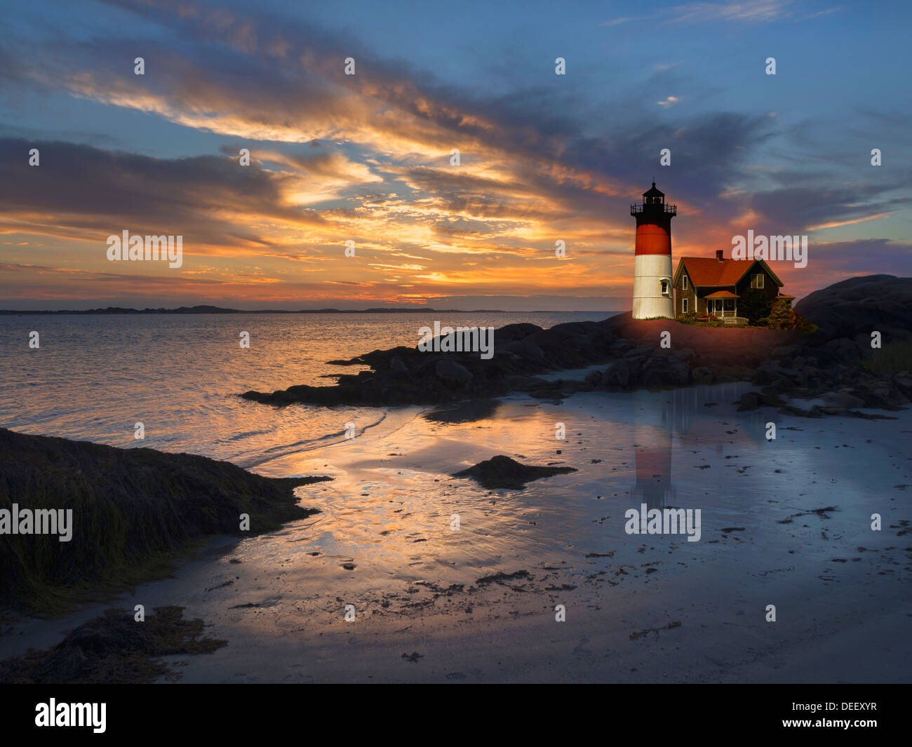 Lighthouse at sunset Stock Photo - Alamy