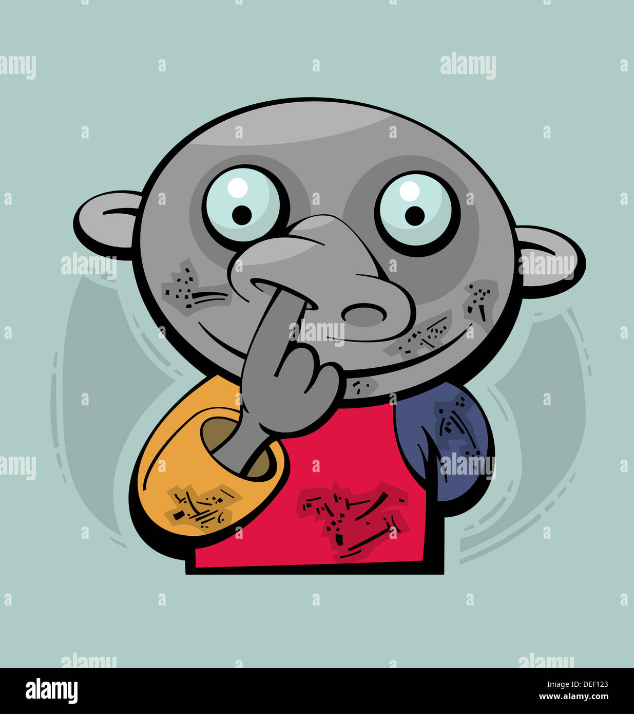 Cute funny naive little child with a picking nose habit smiling Stock ...