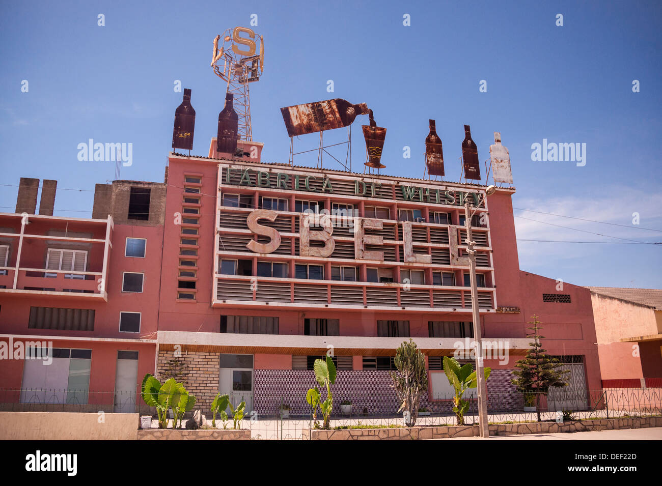 Africa, Angola, Lobito. Roadside shot of Sbell Whiskey factory Stock ...