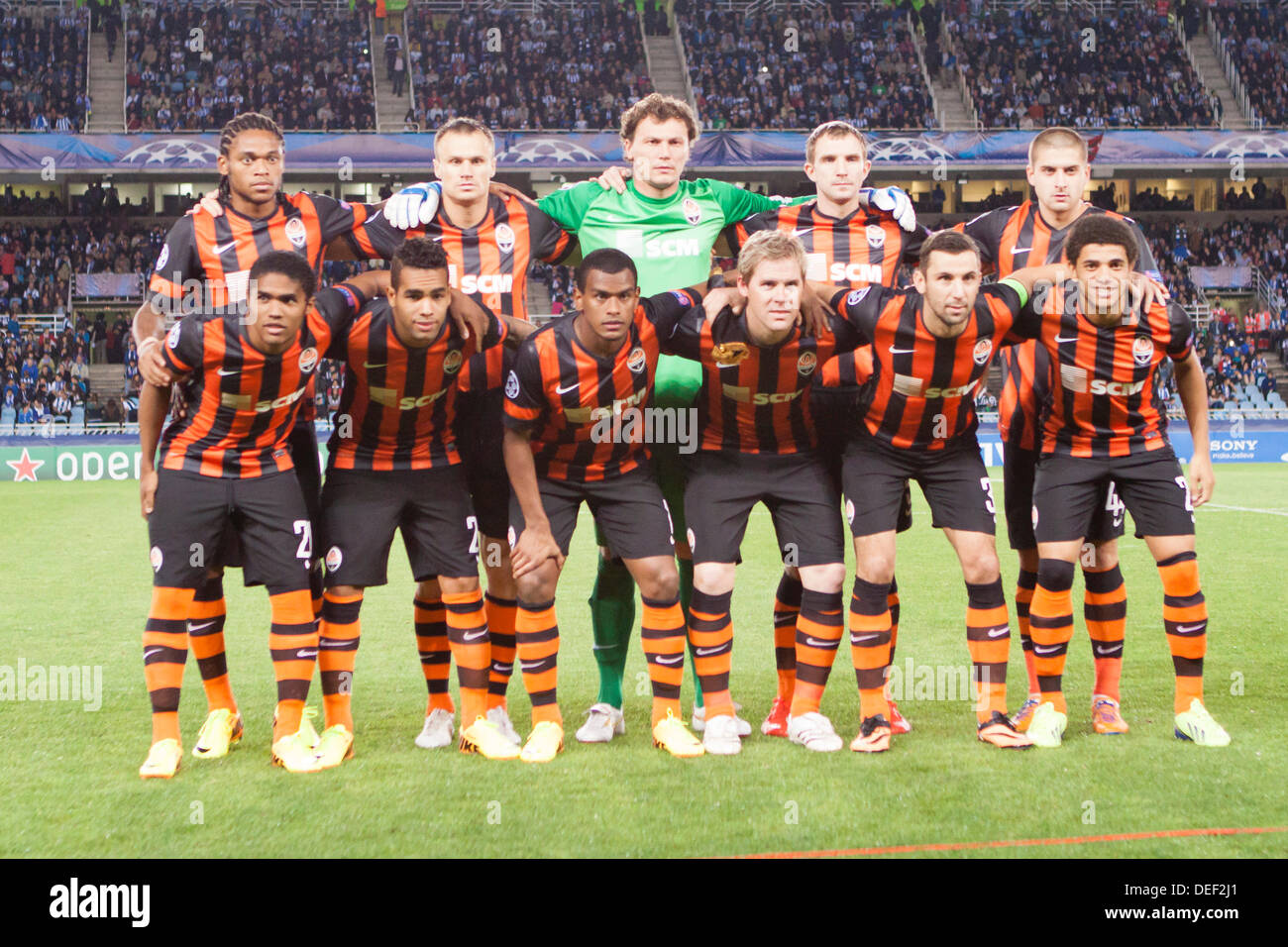 San Sebastion, Spain. 17th Sep, 2013. Players of Shathak Donetsk during ...