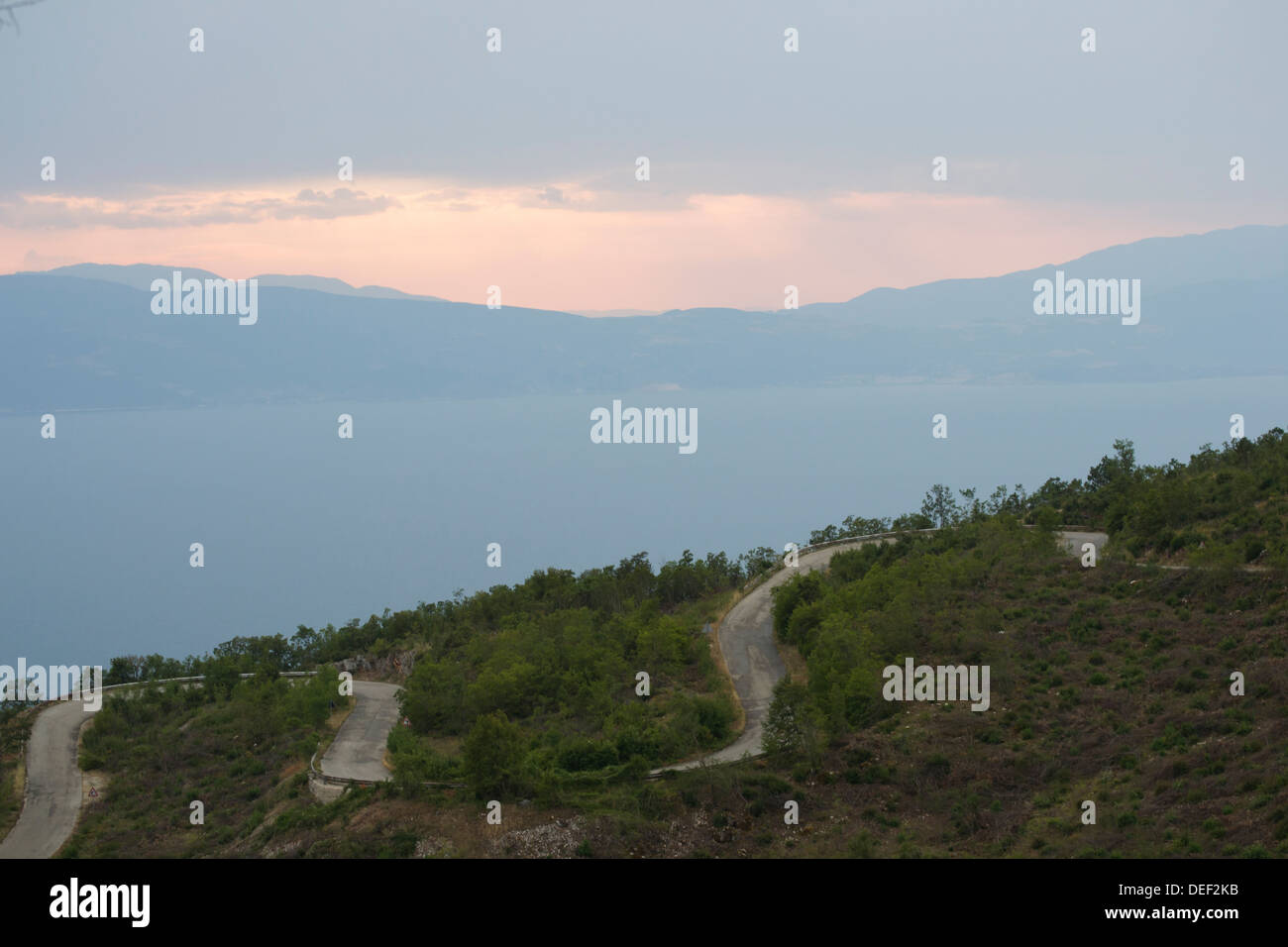 Lake Ohrid sunset Stock Photo - Alamy