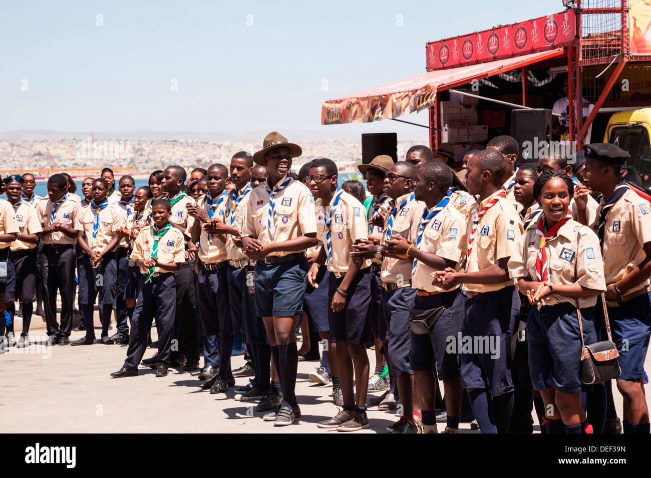Africa, Angola, Lobito. Scouts in uniform gathered in Lobito Stock ...