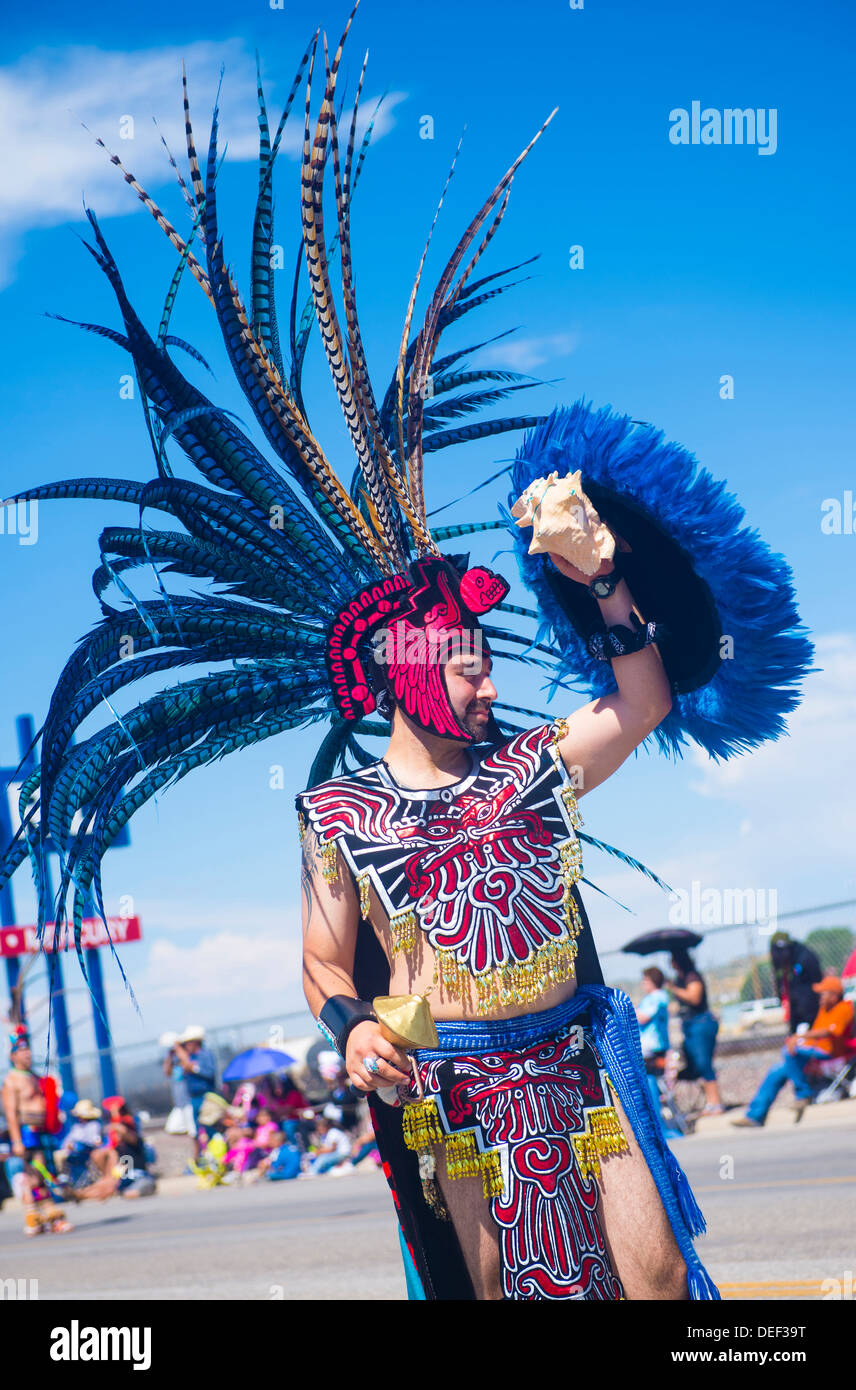Native American with traditional costume participates at the 92 annual ...