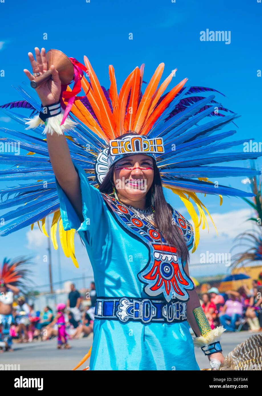 Native American with traditional costume participates at the 92 annual ...