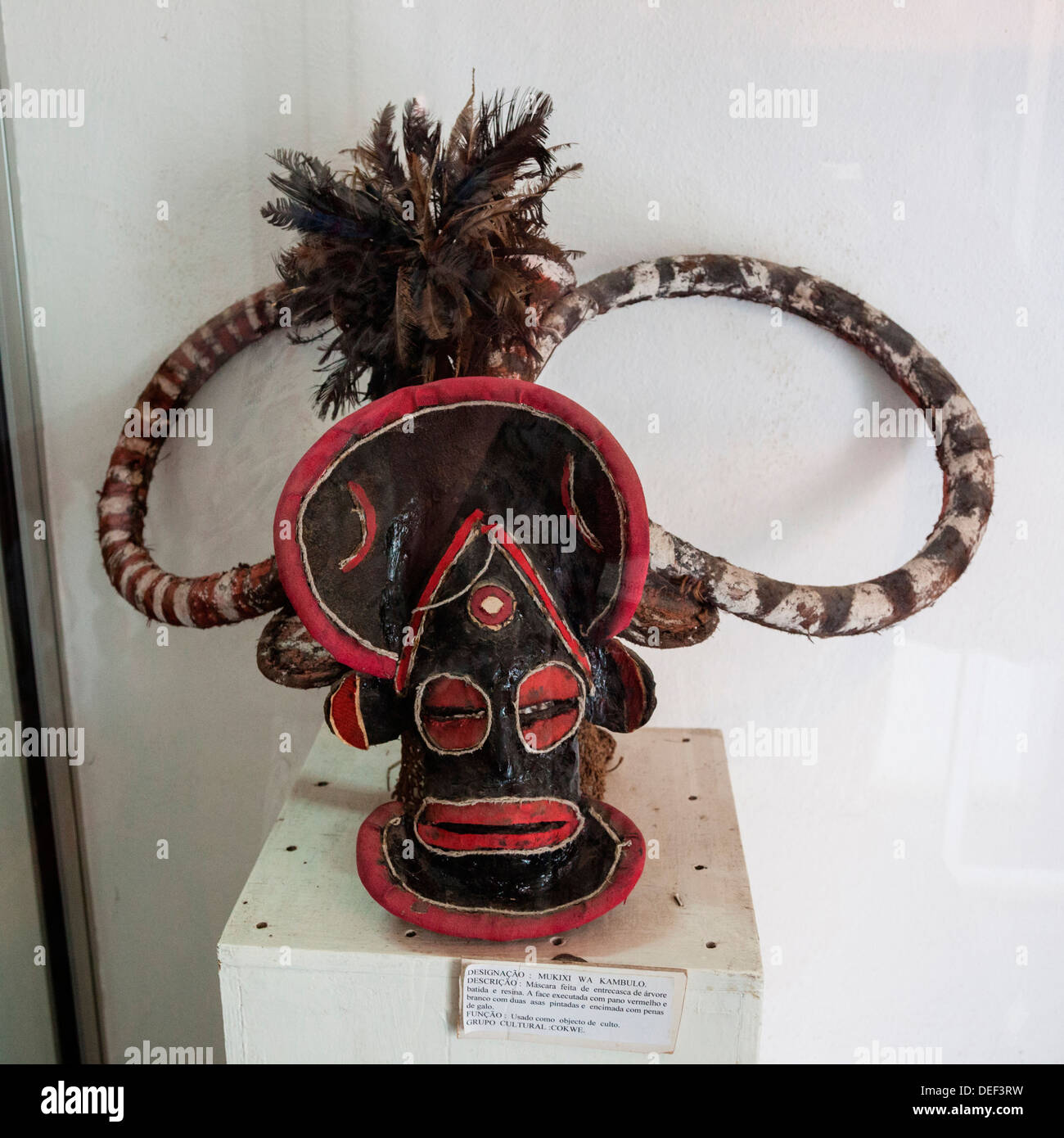 Angola, Luanda. Worship object masks used for the Mukanda ceremony in ...