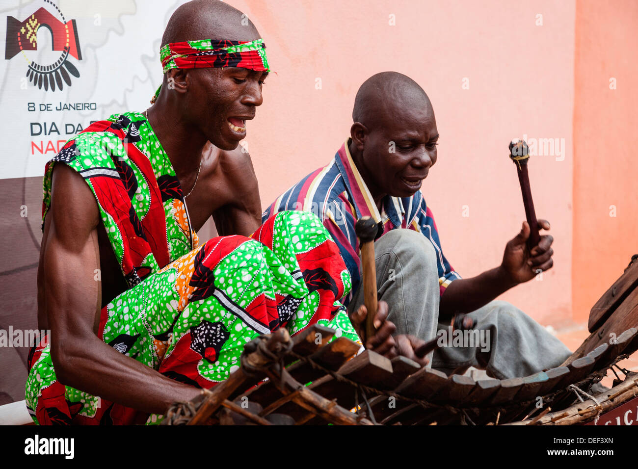 Africa, Angola, Luanda. Men playing traditional marimba xylophone Stock ...
