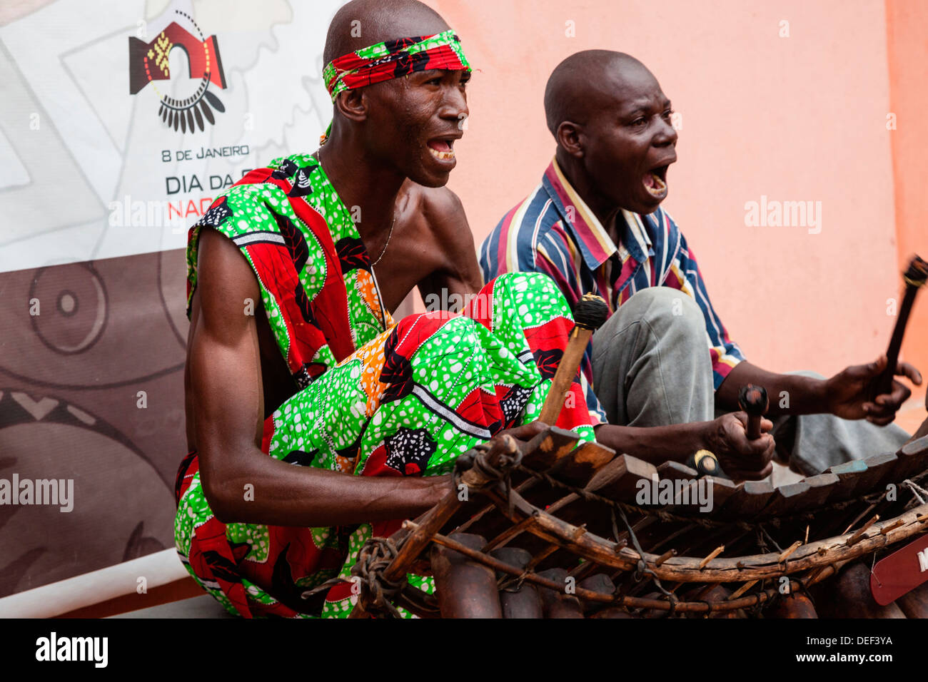 Africa, Angola, Luanda. Men playing traditional marimba xylophone Stock ...