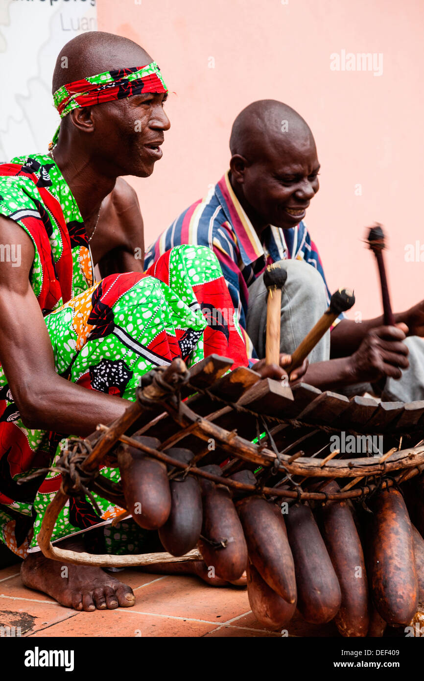 Africa, Angola, Luanda. Men playing traditional marimba xylophone Stock ...