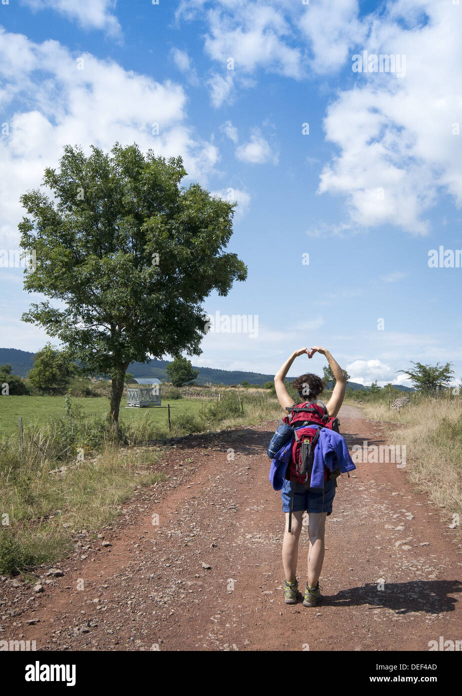 Pilgrim showing her love for the GR65 the Way of St James walking route ...