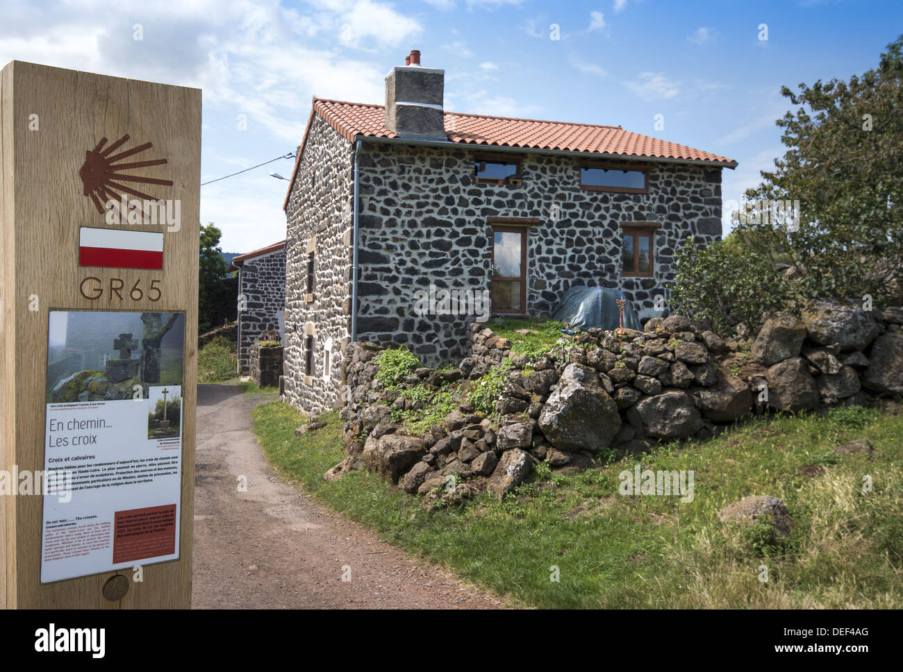Waymarker and information on the crosses in Ramourouscle on the GR65 ...