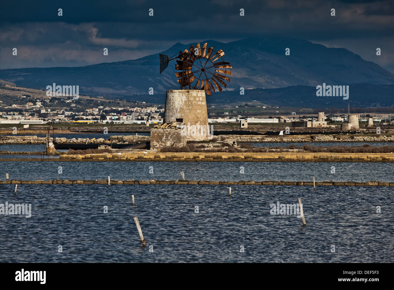 Windmill of Trapani Salt Pans in Trapani in the Province of Trapani ...