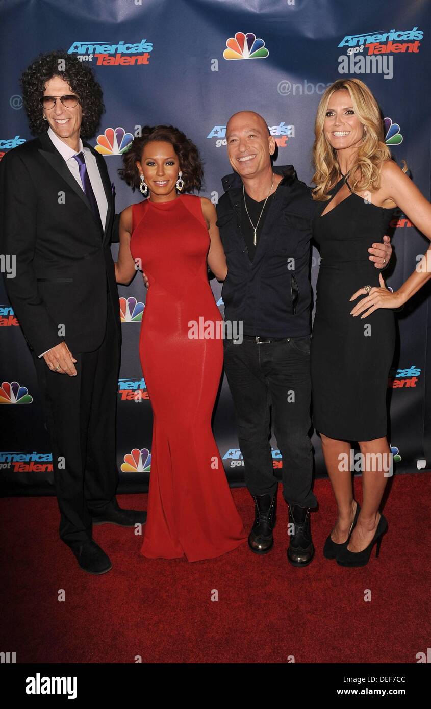 New York, NY. 17th Sep, 2013. Howard Stern, Mel B, Howie Mandel, Heidi ...