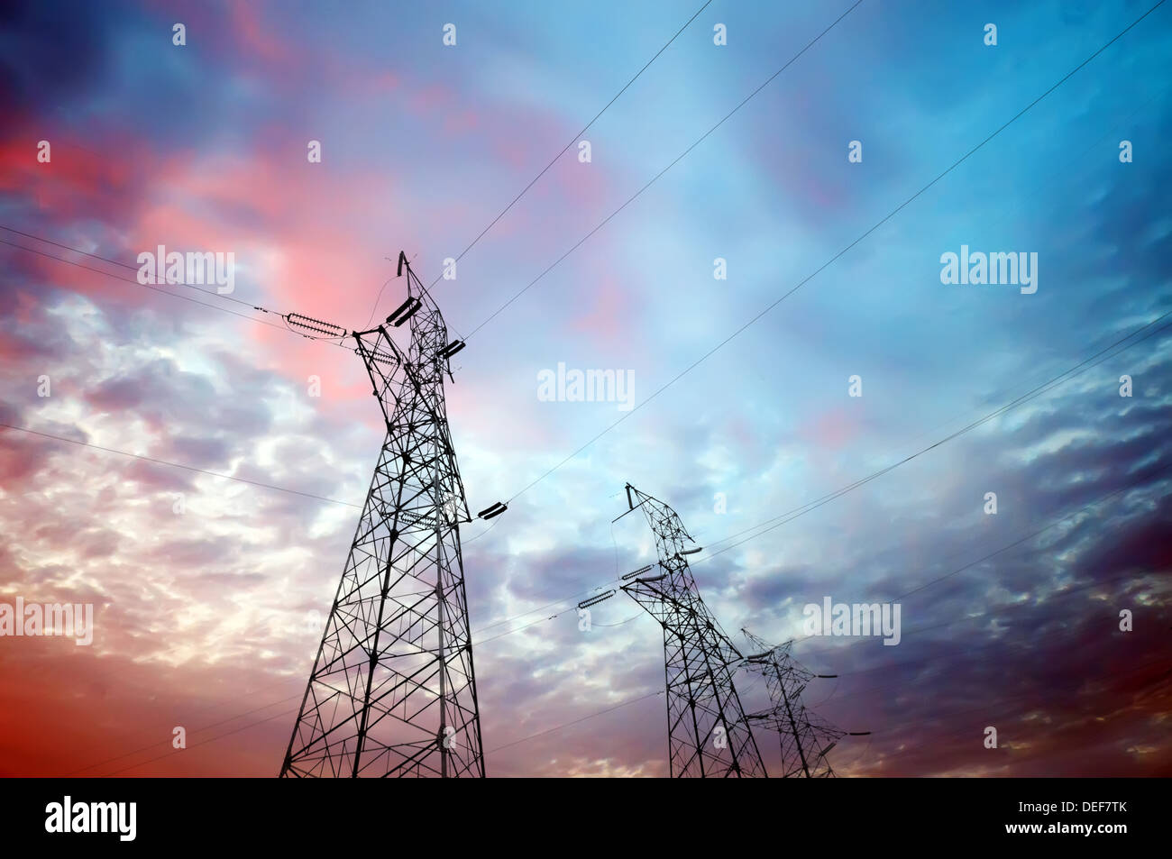 high voltage post.High-voltage tower sky background Stock Photo - Alamy