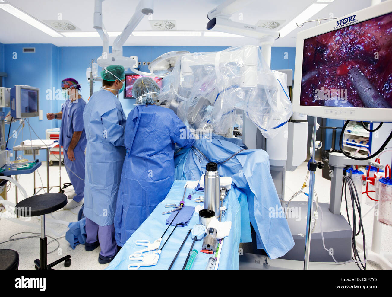 Operating room, prostate cancer robotic surgery, Da Vinci surgical ...