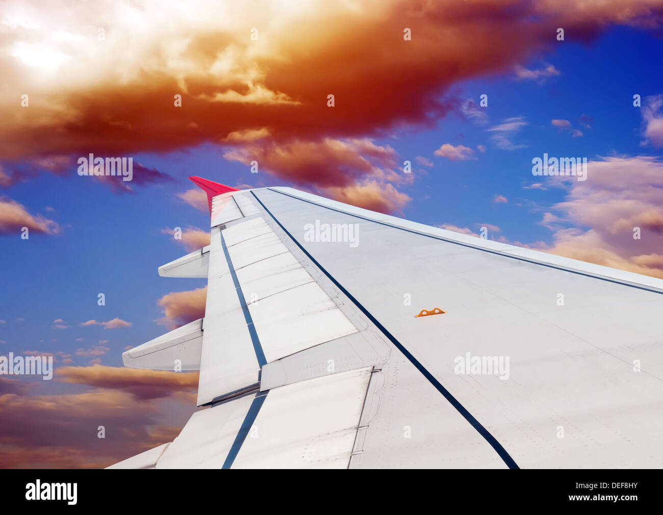 airplane wing, sky and clouds Stock Photo - Alamy