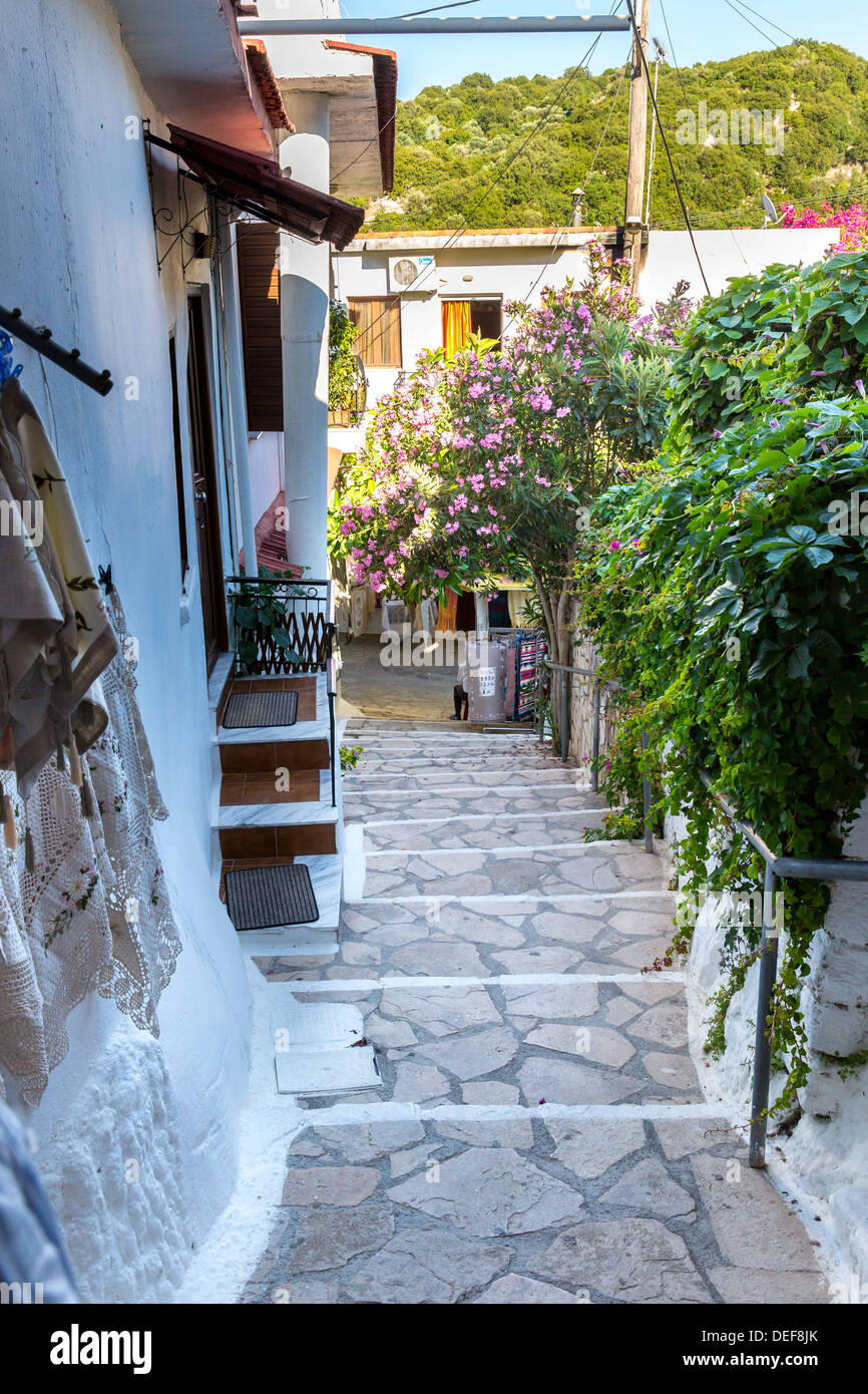 Small cretan village in Crete island, Greece. Building Exterior of home ...