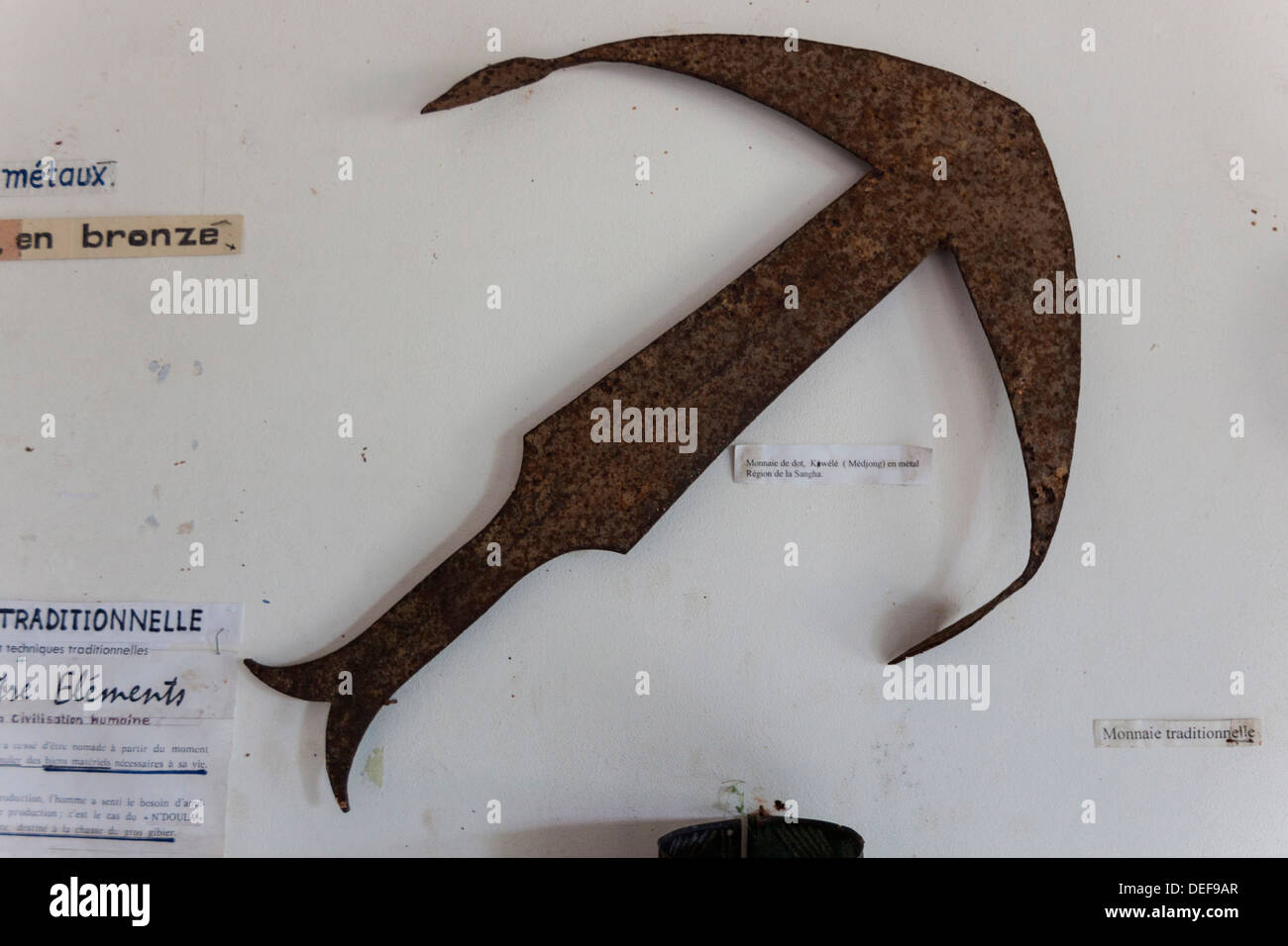 Africa, Republic of Congo, Diosso. Close-up of traditional metal tool ...
