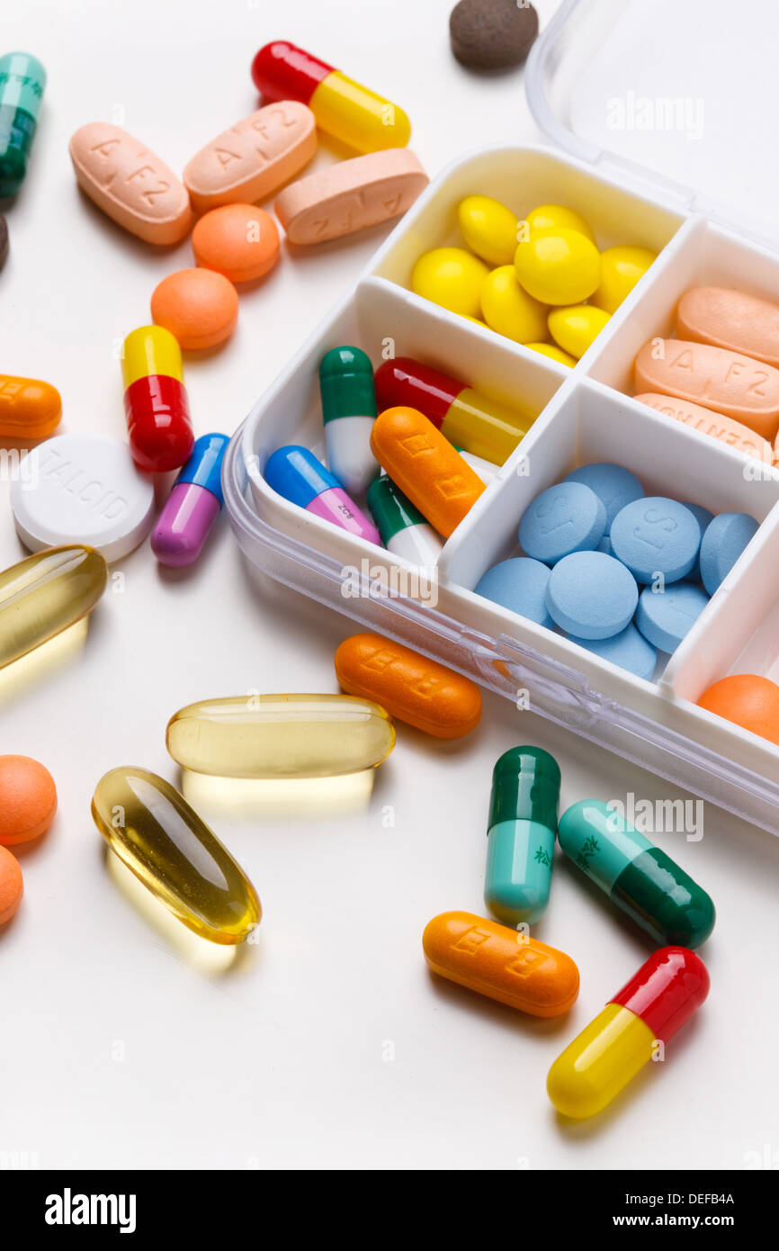 Colored pill boxes hi-res stock photography and images - Alamy