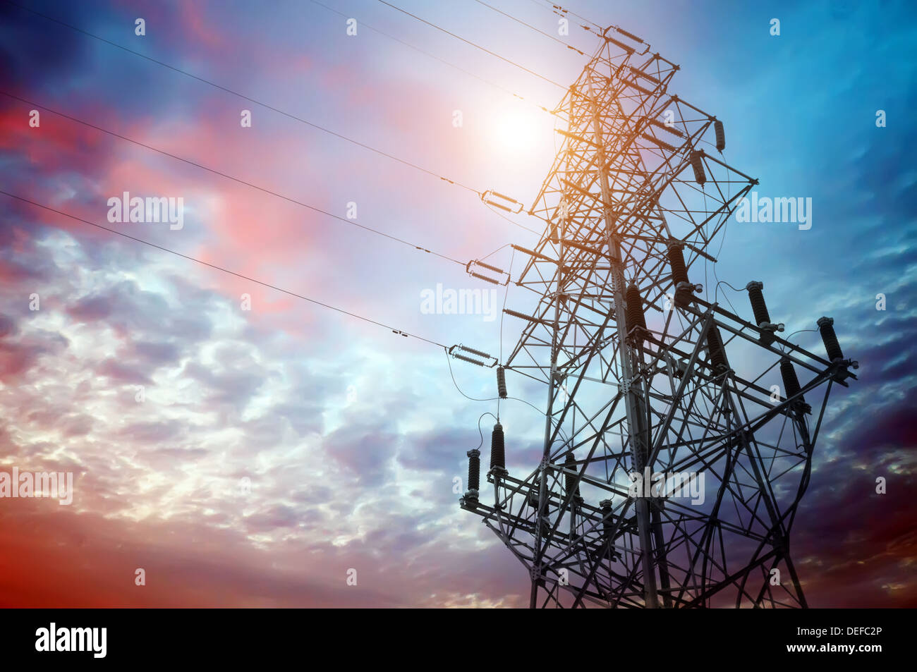 Power tower in the sky background Stock Photo - Alamy