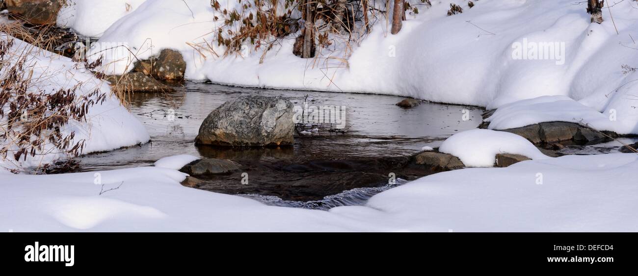 Winter stream with open water and ice formations Greater Sudbury ...