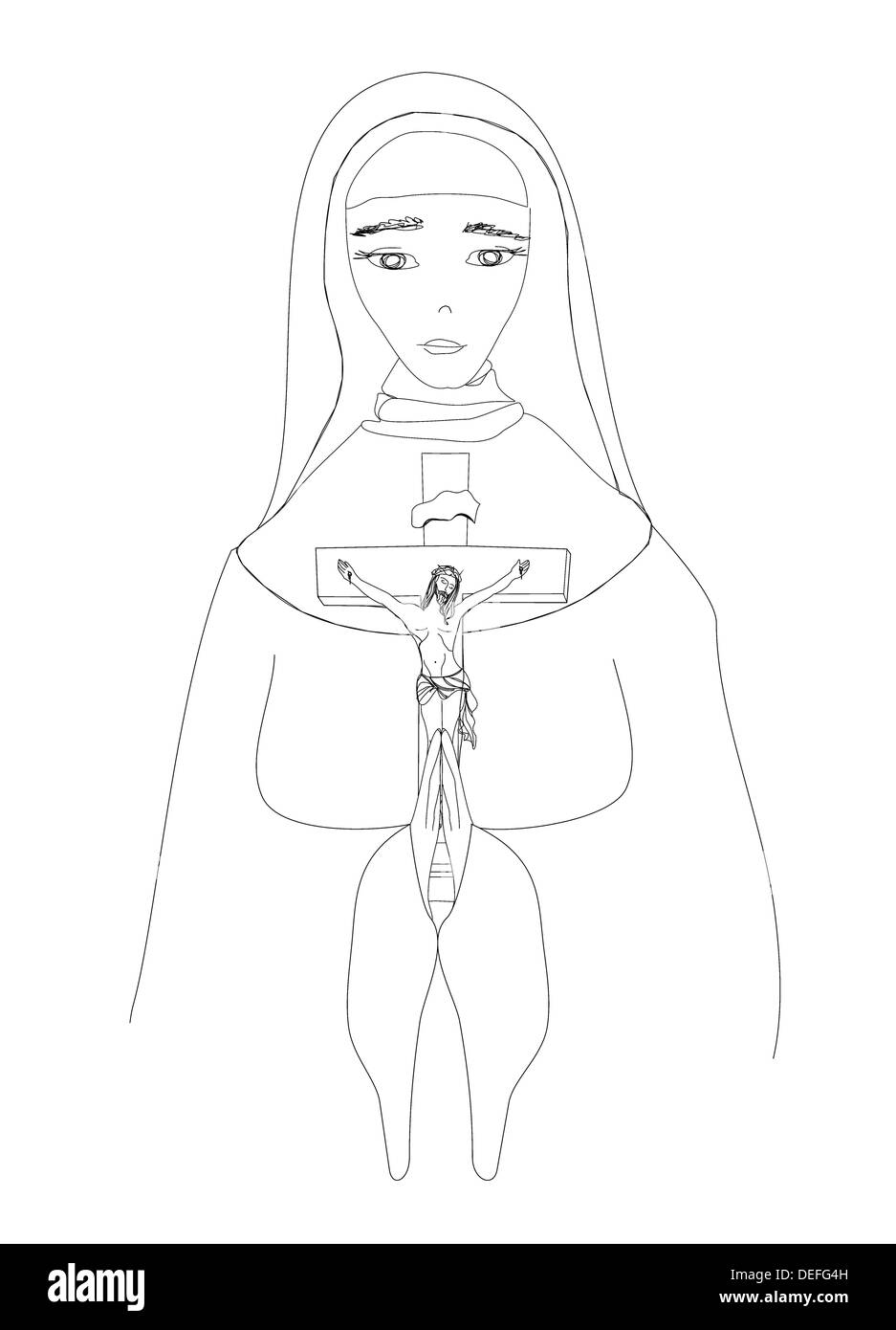 Vector illustration of nun Stock Photo - Alamy