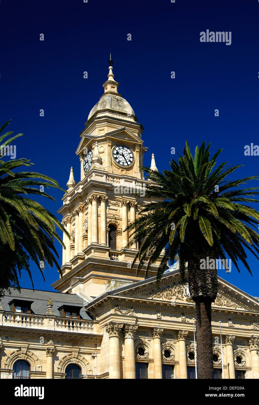 City Hall tower with a marble pediment, Cape Town City Hall, Cape Town ...