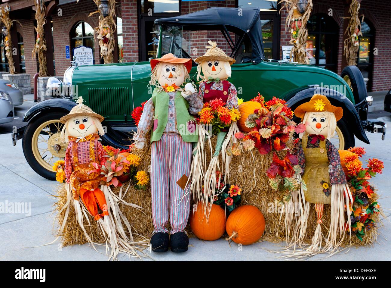 Autumn Display Scarecrow Pumpkins