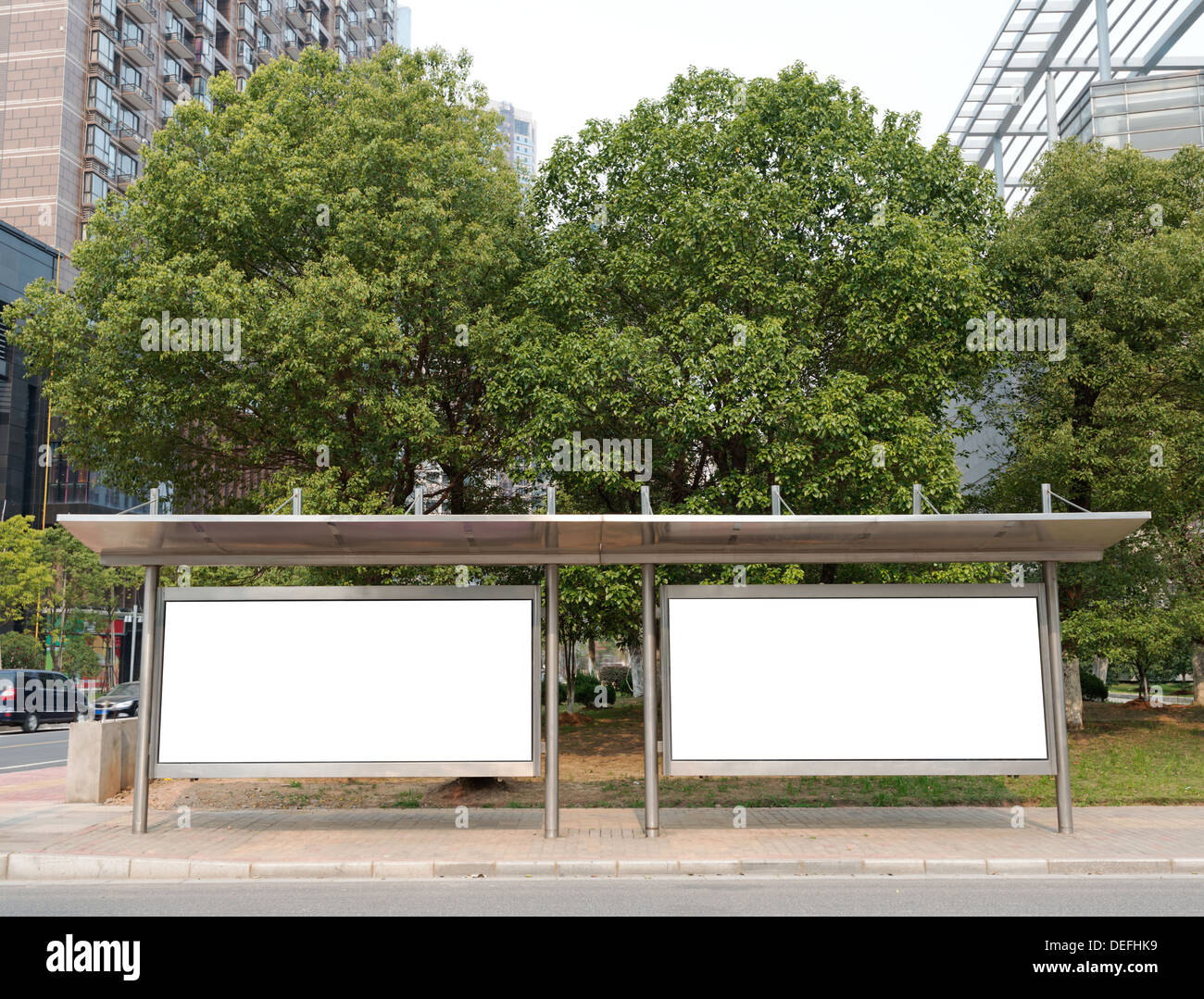 Bus stop billboard on stage Stock Photo - Alamy