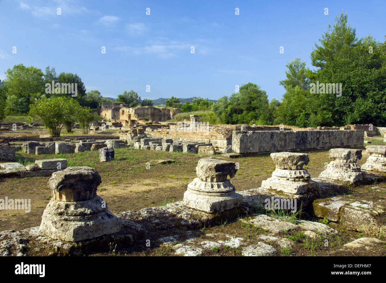 The archeolgical remains of the temples and buidings at ancient Olympia ...