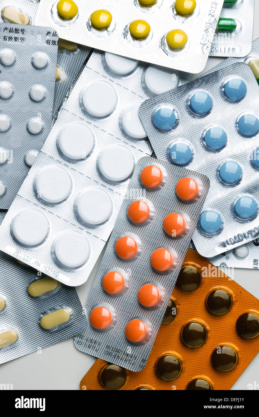 Packets of tablets,close-up Stock Photo - Alamy