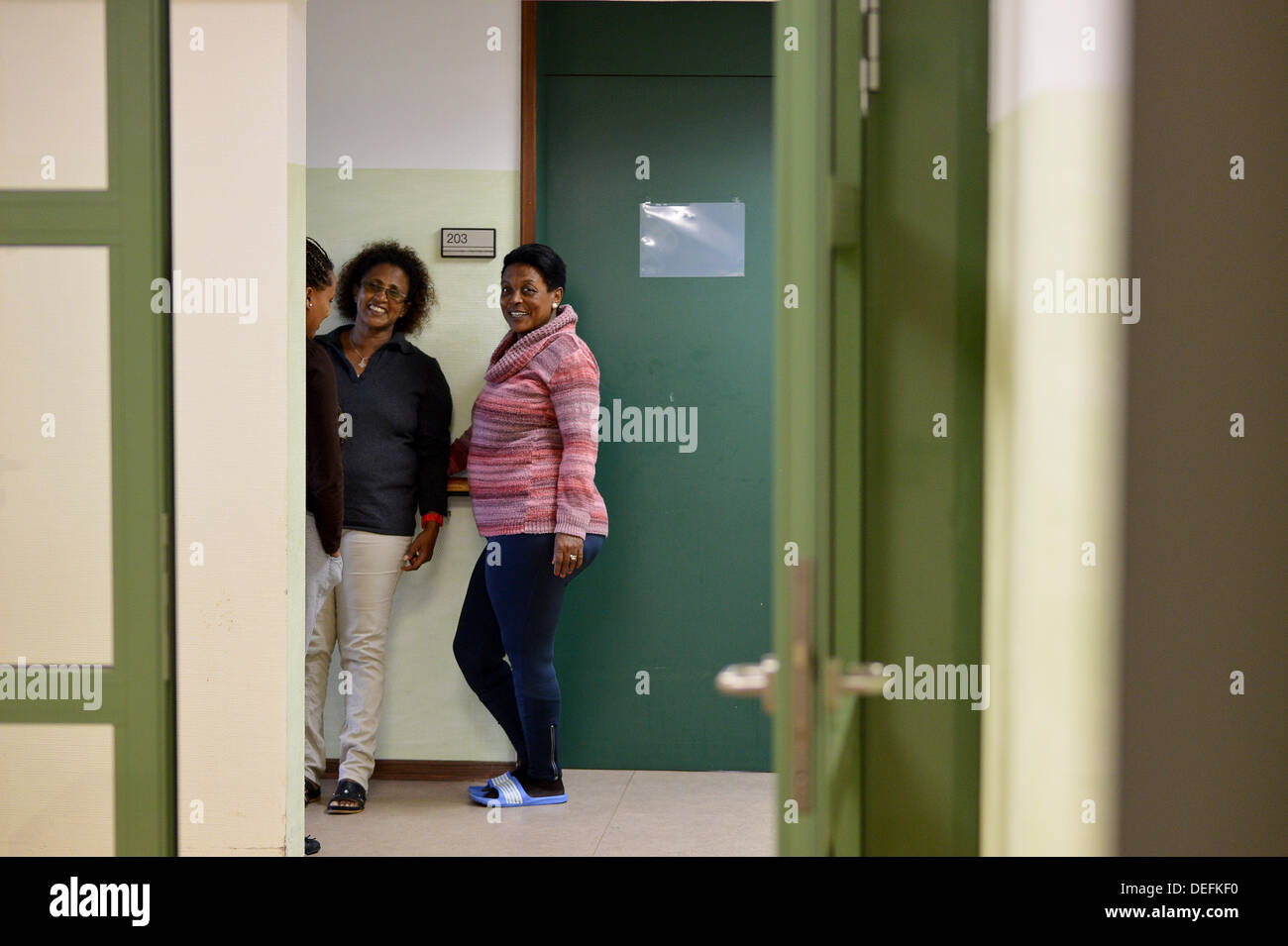 Women from Ethiopia stand in the asylum seekers' home in the nurses ...