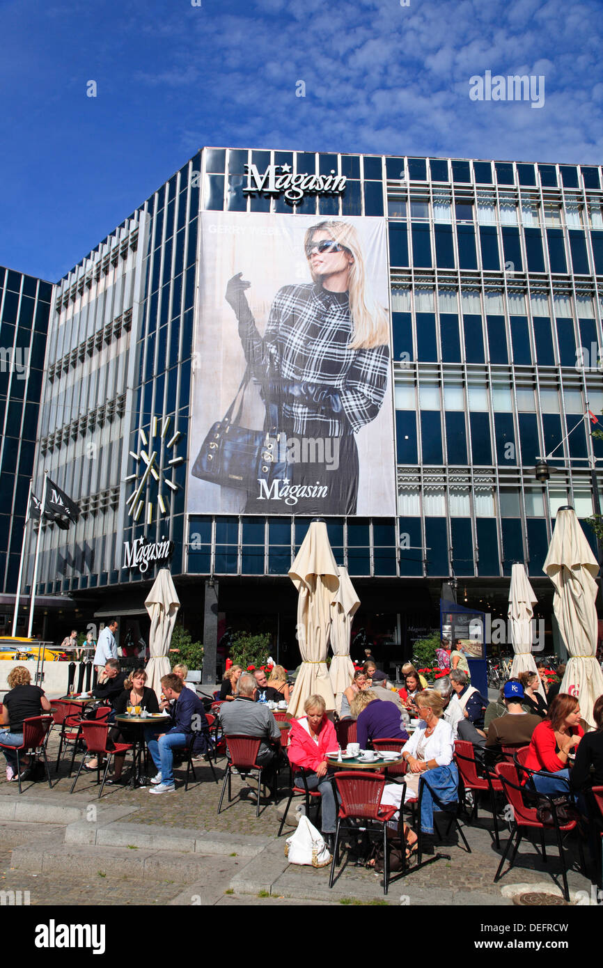 Sidewalk cafe infront of MAGASIN department store in the center of ...