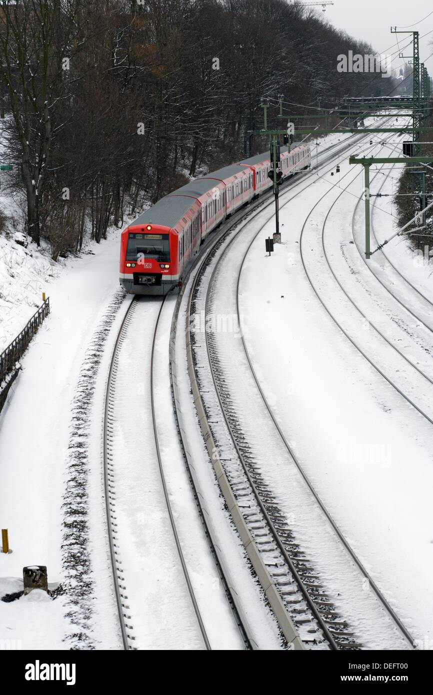 S-Bahn - local red train of the public transportation services of ...