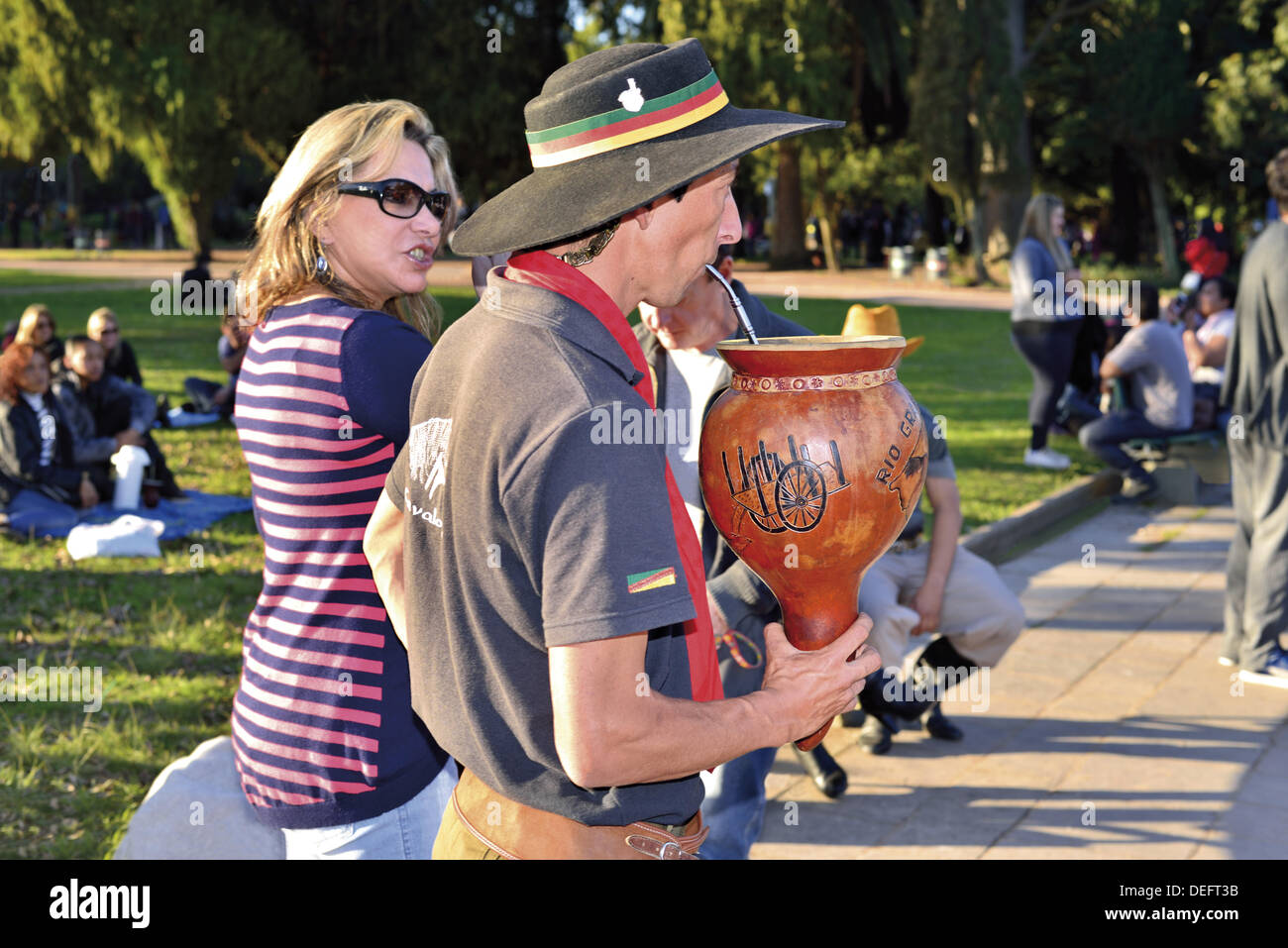 Brazil, Rio Grande do Sul, Porto Alegre, man, Chimarrao, Mate tea ...