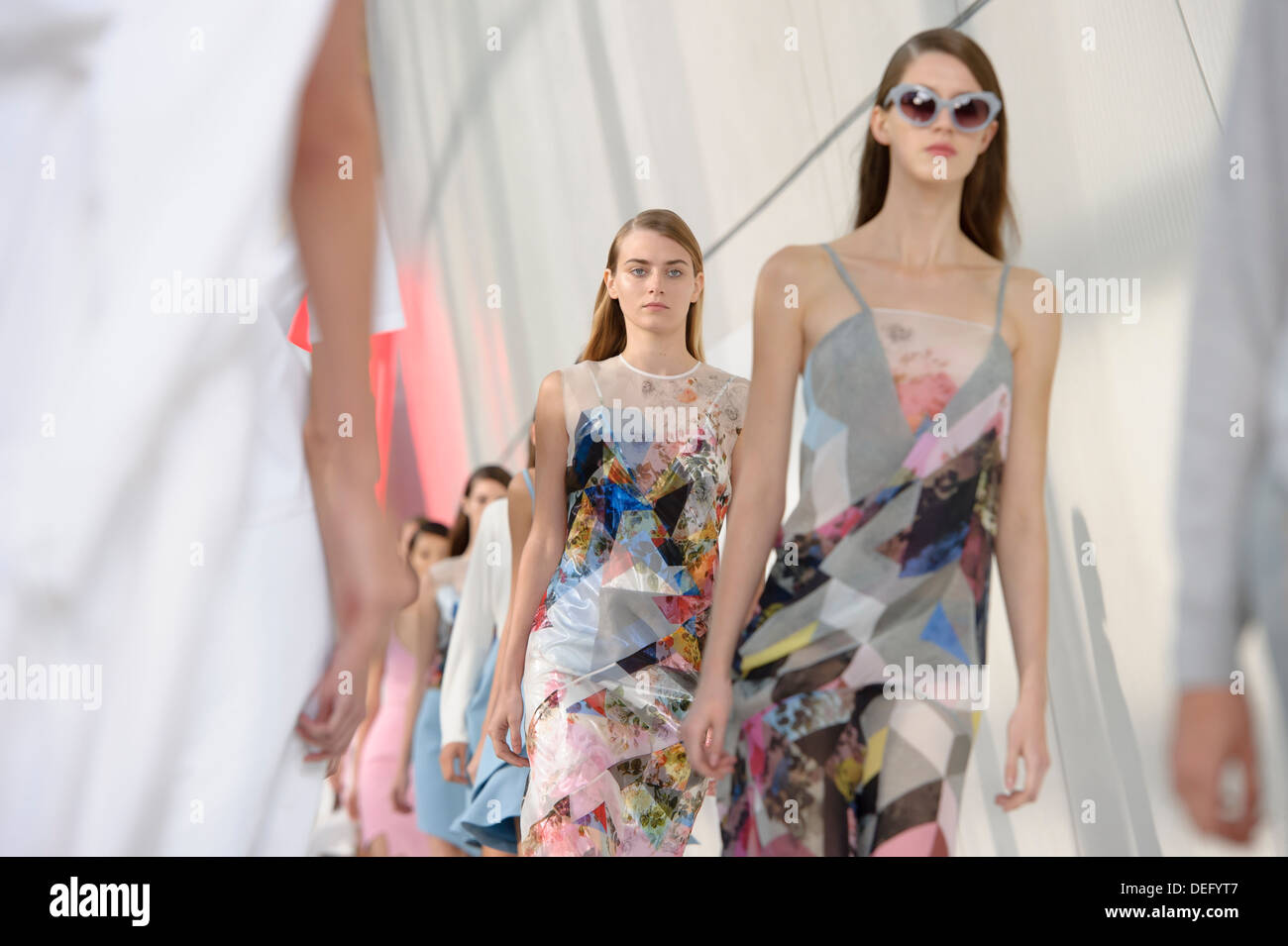 A model wears a design created by Preen by Thornton Bregazzi during ...