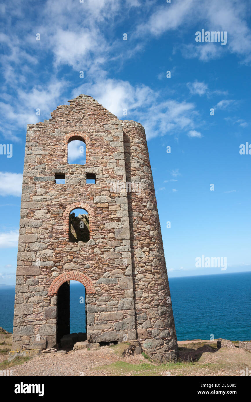 Old stone structure of the engine house Wheal Coates tin mine ruins at ...