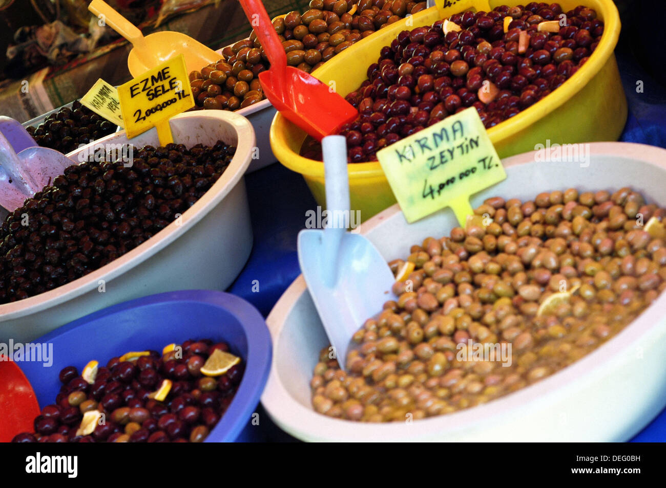 Turkish olives at public market. Selcuk. Turkey Stock Photo - Alamy