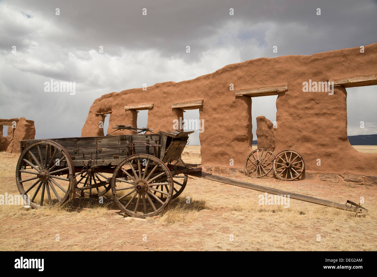 New mexico fort union old wagon and adobe building hi-res stock ...