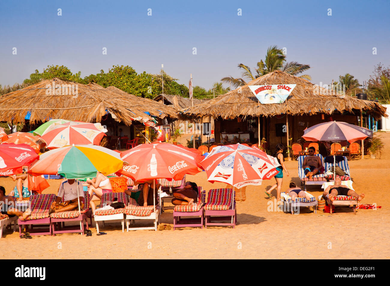 Tourists on the beach, Monico's Beach Shack, Candolim Beach, Candolim ...