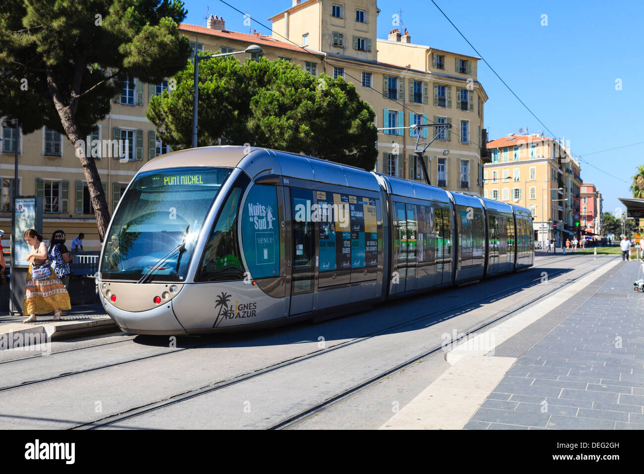 Modern tram, Nice, Alpes Maritimes, Provence, Cote d'Azur, French ...