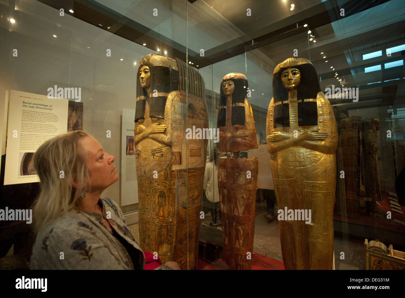 British Museum, London, England. 9-2013 Visitors enjoy the displays of ...