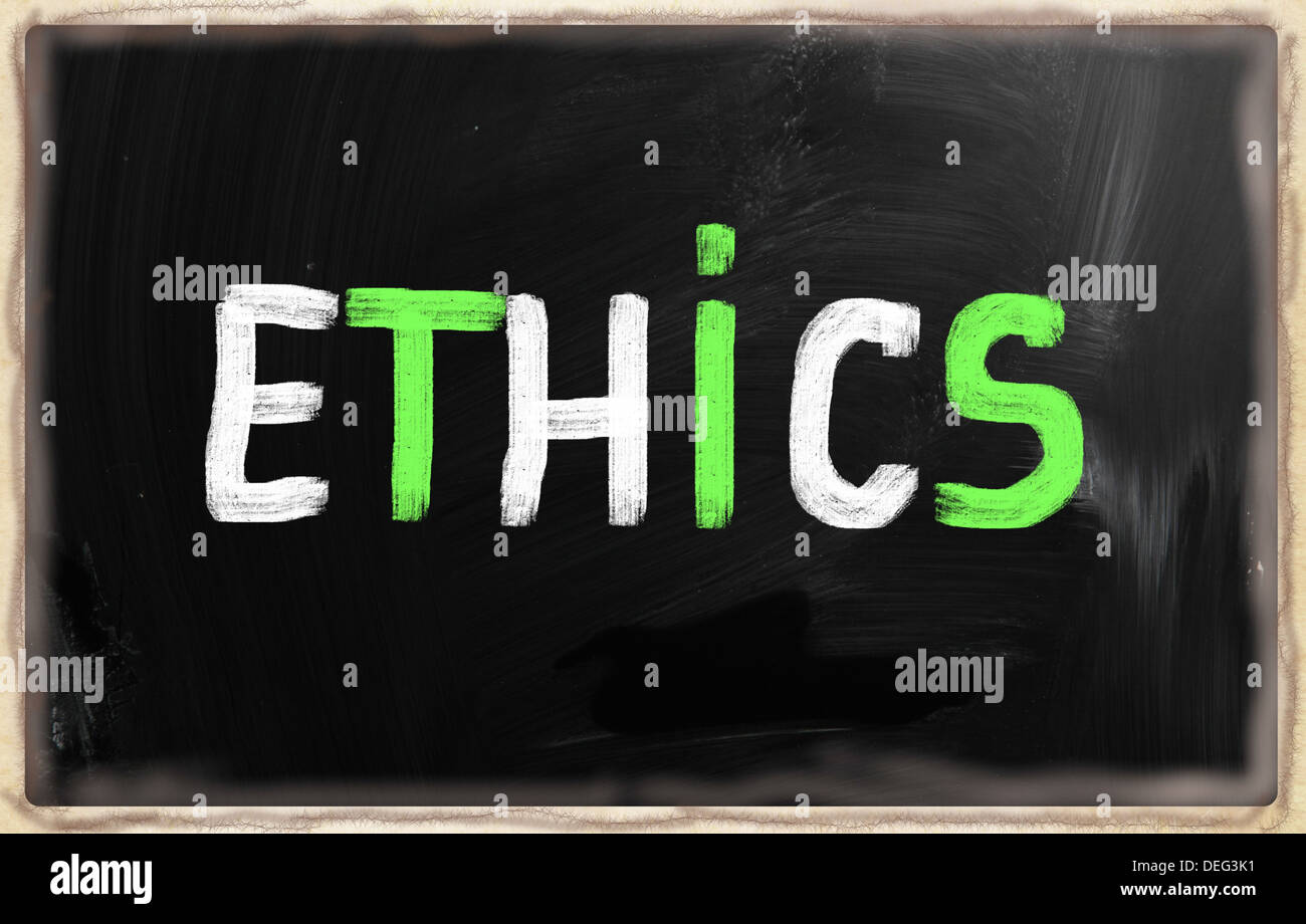 Ethics handwritten with chalk on a blackboard Stock Photo - Alamy