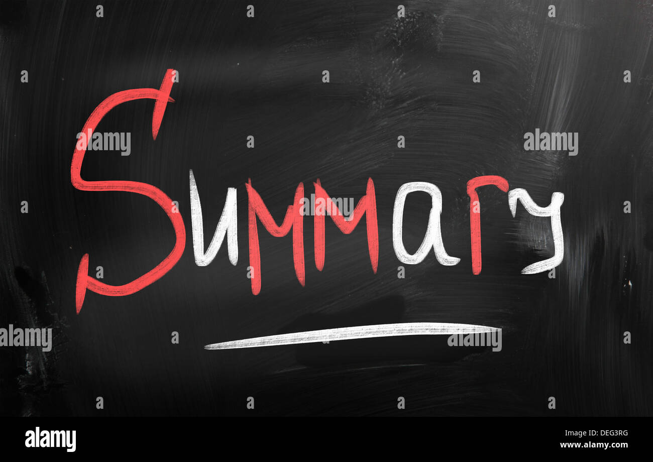 Summary handwritten with chalk on a blackboard Stock Photo - Alamy