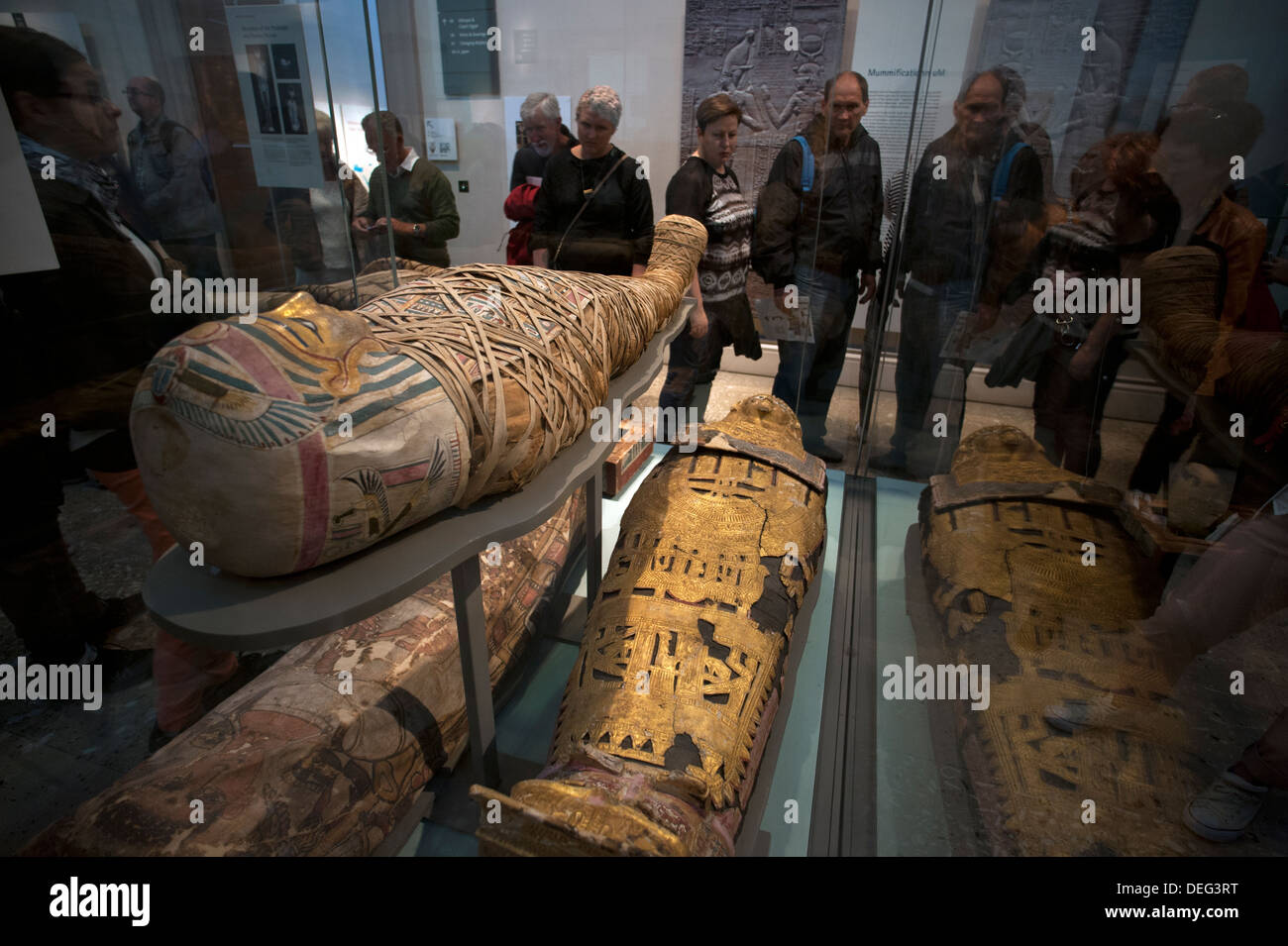 British Museum, London, England. 9-2013 Visitors enjoy the displays of ...