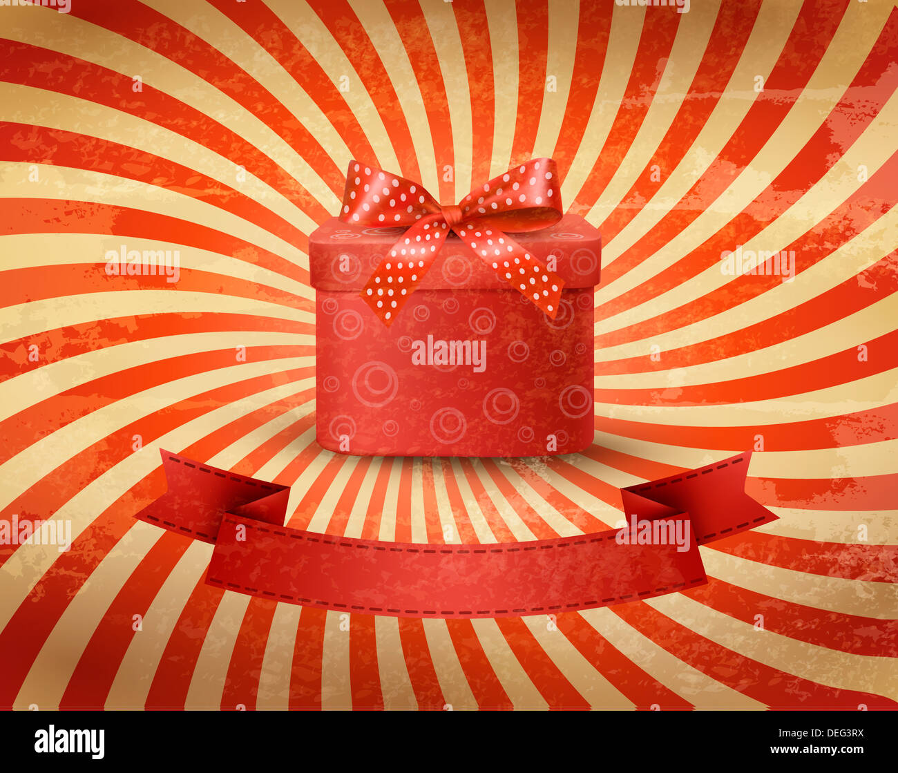 Holiday background with red gift ribbon with gift box Vector Stock ...
